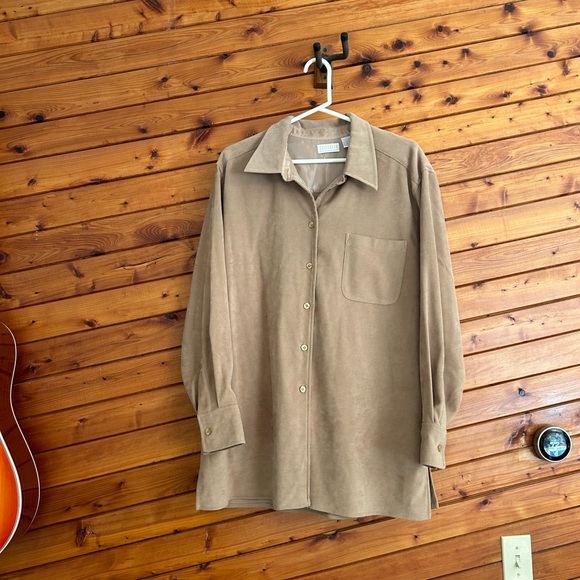Vintage | Tops | Retro Oversized Tan Button Up Lightweight Corduroy ...